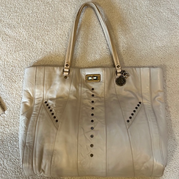 Lanvin | Bags | Lanvin Cream Silky Soft Lambskin Leather Tote Large ...